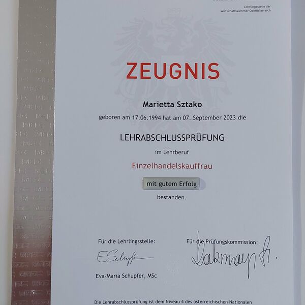Gratulation zum Lehrabschluss